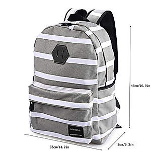 MoreChic Causal Canvas Stripe Backpack Travel Daypack Backpacks For Teen Girls Women