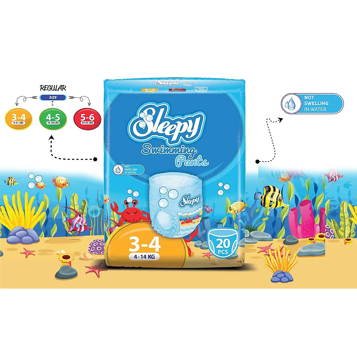 Swim Diapers, swim pants for Little Swimmers Size 4-5(15-40 LBS, Count- 17 PCs), Disposable diaper for Splashers