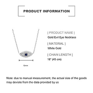 PAENENPH 14K Gold Moissanite Evil Eye Necklace, Delicate Sapphire Pendant Necklace, Necklaces for Women, Fashion Jewelry Gifts (White, 14K)