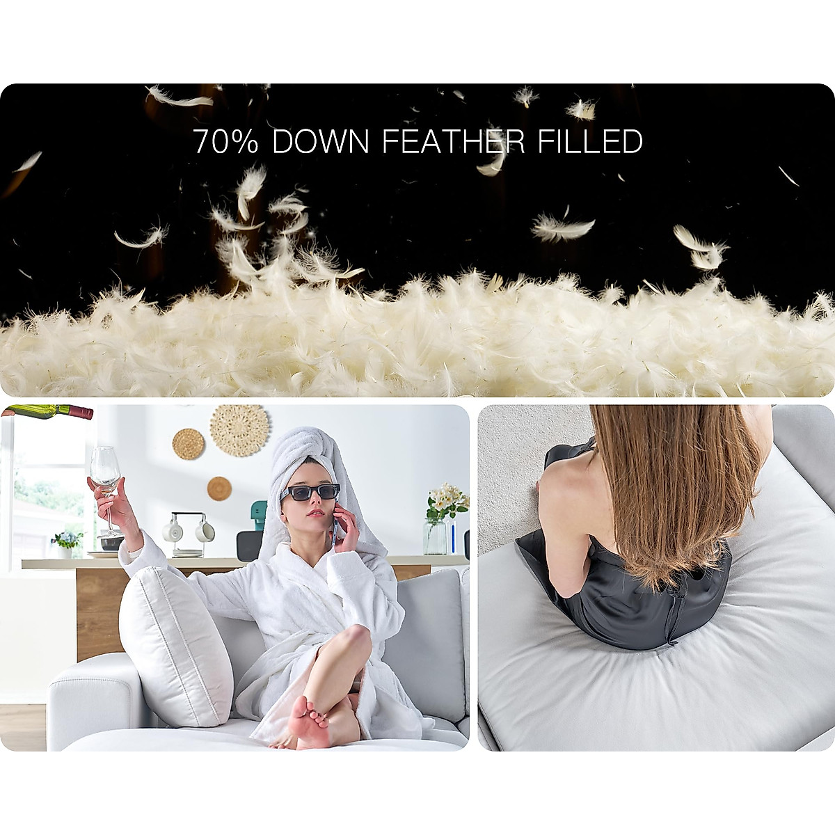 PaPaJet Modular Sectional Sofa, 114 Inches Down Filled Sectional Sofa, 3 Seater Oversized Comfy Couch for Living Room, White Linen Cloud Couch Set