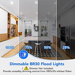 VOLIVO BR30 LED Bulbs 12 Pack, Dimmable Flood Light Bulb,5000k Daylight Light Bulbs, 9W Equivalent 65W Incandescent Blubs,800 Lumens, E26 Base, CRI 80,Recessed Light Bulb for Ceiling,Kitchen