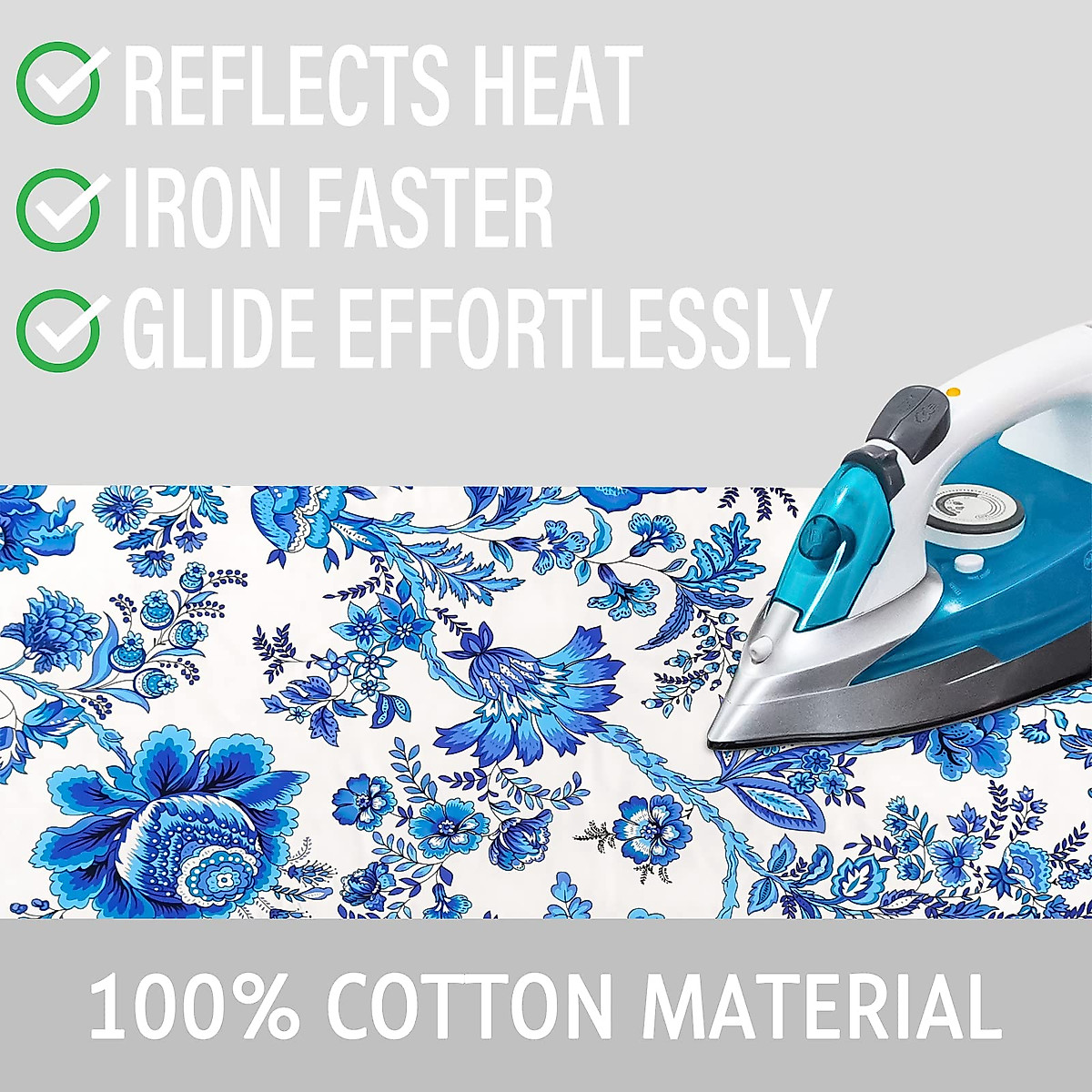 Memeaty Ironing Board Cover and Pad 18x49 Inch Ironing Board Cover with 6mm Thick Padding Scorch and Stain Resistant Cotton Ironing Covers with Elastic Edge and Hook and Loop Fasteners