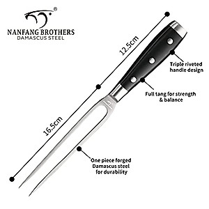 Damascus Knife Set with Block for Kitchen, VG10 Steel and Triple Rivet Handle, Included Serrated Steak Knife Set of 6, Meat Fork, Chef Knife Set, Knife Sharpener,Kitchen Scissor, Knife Block
