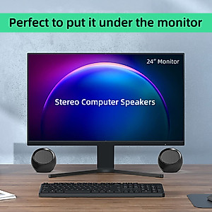 XKX Computer Speakers for Desktop, PC Speakers for Laptop, Small USB-Powered External Speakers with Hi-Fidelity Stereo Sound, Direct Volume Control, Plug-n-Play