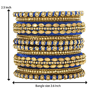 Aheli Silk Thread Faux Stone Studded Bangle Set Chuda Ethnic Indian Wedding Wear Fashion Jewelry Gift for Women