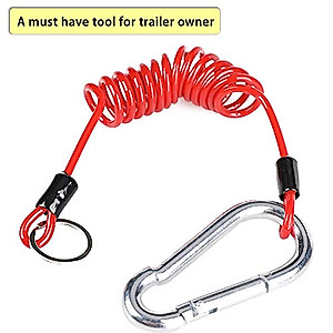 6 Foot Breakaway Trailer Cable,Trailer Safety Breakaway Cable Spring Towing Coiled Wire for RV Trailer Emergency Camper (1 Pack)