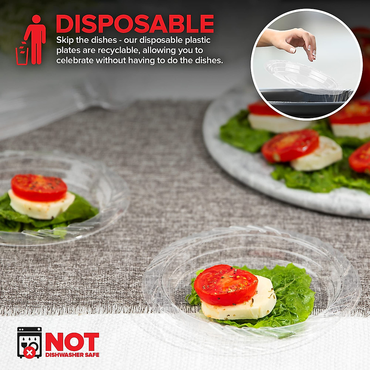 Stock Your Home 6-Inch Clear Plastic Dessert Plates (120 Pack) Flexible Disposable Clear Plates for Dessert & Appetizers, Crystal Clear Small Plates for Parties & Catering, Clear Plastic Party Plates