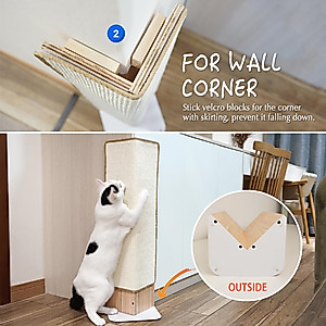 PETKARAY Cat Scratcher, Sisal Corner Scratching Post, Cat Scratch Pad for Indoor Cats, Wall Scratcher Furniture Protector with Catnip (Large Size)
