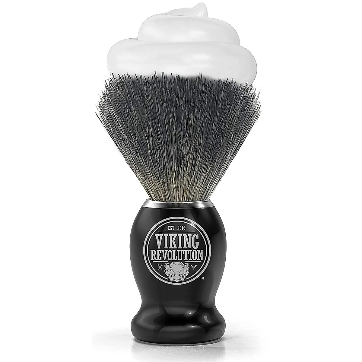 Viking Revolution Badger Hair Shaving Brush- Shave Brush for Wet Shave Using Shaving Cream & Soap- Best Shave of Your Life for Safety Razor, Double Edge Razor, Straight Razor or Shaving Razor