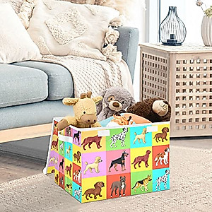 innewgogo Different Dogs Storage Bins with Lids for Organizing Closet Organizers with Handles Oxford Cloth Storage Cube Box for Clothes