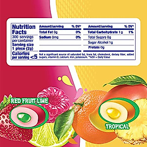 Mentos Sugar-Free Chewing Gum, Tropical, Red Fruit and Lime, Bulk, 50 Piece Bottle (Pack of 6)