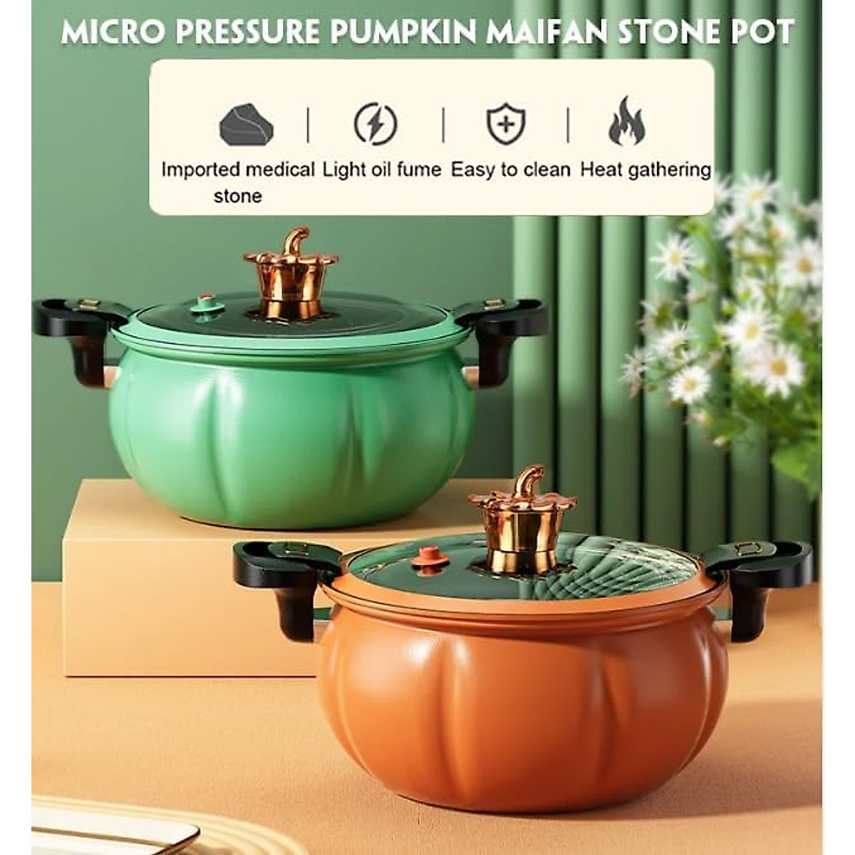 2023 New Multifunctional Plumpy Non-stick Micro Pressure Pot,Multifunctional Plumpy Non Stick Micro Pressure Pot,Pumpkin Micro Pressure Pot, Easy To Clean Micro Pressure Cooker for Kitchen (Orange 8L)