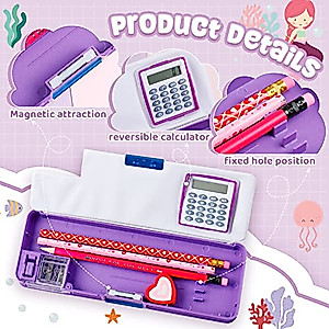 2 Pieces Multifunctional Pencil Box for Girls Unicorn Multifunction Pencil Case Plastic Mermaid Pencil Case with Calculator and Pencil Sharpener Pencil Pouch School Gifts for Kids Teens Supplies