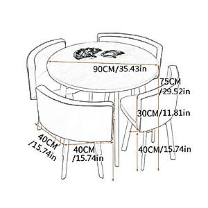 Dining Table & 4 Chairs, Compact Kitchen Table Set Bedroom Adults Commercial Restaurant Leather Seat Chair Round Small Wood Table Metal Frame Home Kitchen Office Negotiation Meeting (Color : Yellow)
