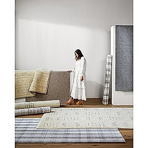 Surya Becki Owens x Sammy Handwoven Plaid Area Rug, 5' x 7'6", Silver