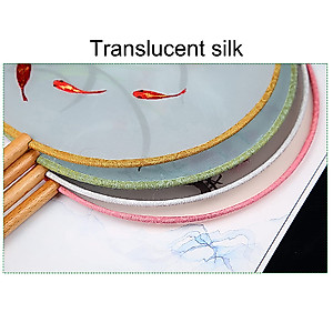 YUELAI Translucent Silk Embroidered Hand Held Fan, Chinese Round Fan, Ancient Hand Fan,Traditional Palace Paddle Dance Fan, Vintage Double-Sided Pattern Fan