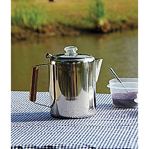 Texsport 9 Cup Stainless Steel Percolator Coffee Maker for Outdoor Camping
