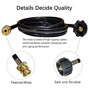 REFFU 12 Feet Propane Adapter Hose 1 lb to 20 lb Converter Replacement for QCC1 / Type1 LP Tank Connects 1 lb Propane Stove, Tabletop Grill and More 1lb Portable Appliance to 20 lb Propane Tank