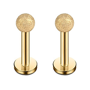 Ruifan 8PCS 16G 3mm Shiny Ball & Matte Ball & AB Crystal Ball & Clear CZ Labret Monroe Lip Ring Tragus Helix Earring Stud Barbell Piercing Jewelry 8mm - Gold