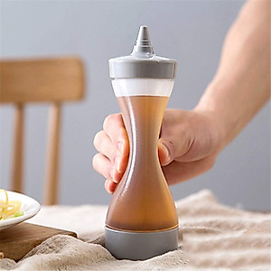 UUME Squeeze Bottle Leak-Proof Jam Syrup Container Kitchen Accessories Gravy Boat Plastic Sauce Vinegar Oil Ketchup Dispenser(Pink)