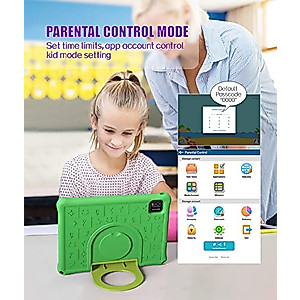 BAKEN 10" Kids Tablet, WiFi Tablet for Kids, Android 12.0 Toddler Tablet with Dual Camera 3GB 64GB 1280x800 HD IPS Touchscreen 6000mAh Kidoz Pre-Installed Parental Control Kid-Proof Case (Green)