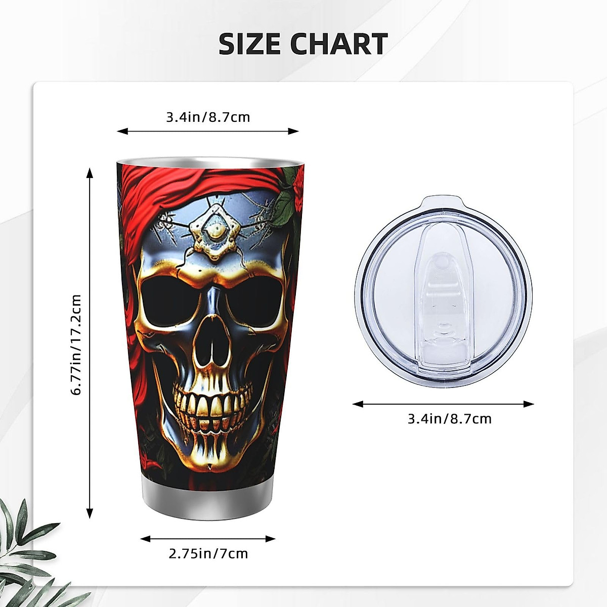 QMNEHJ 20 Oz Stainless Steel Tumbler With Lid And Straw Double Wall Vacuum Insulated Coffee Thermal Cup Pirate Skull Travel Coffee Mug Reusable Water Bottle For Hot And Cold Drink