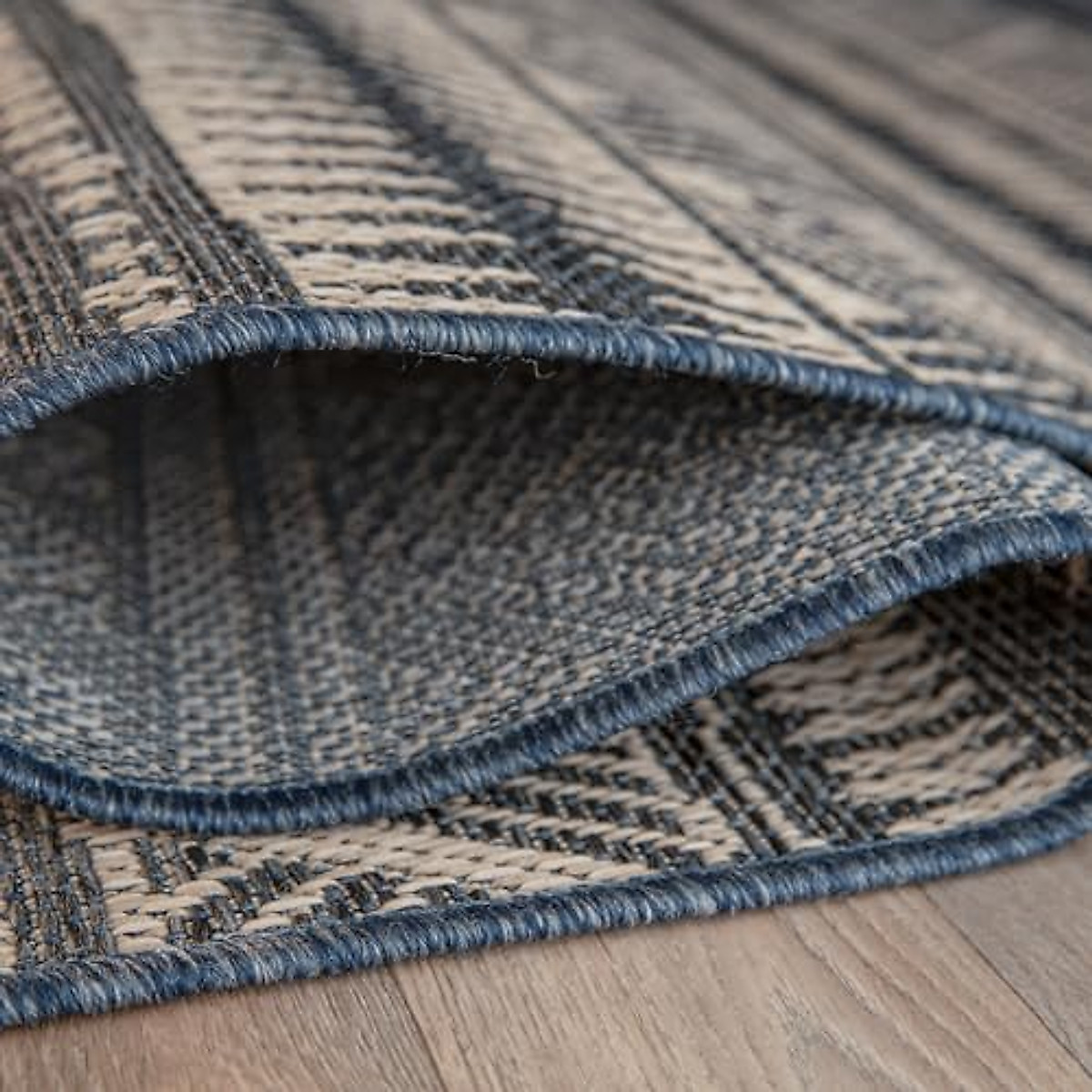 Rugshop Geometric Bohemian Indoor Outdoor Rug – Bohemian Area Rug/Outdoor Rug Deck Rugs, Non-Shedding Balcony Rugs, Boho Patio Rug, 7'10" x 10' Blue