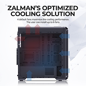 Zalman i3 Edge ATX Mid Tower Computer Case Gaming PC Case, Includes 4X 120mm White LED Fans, Acrylic Side Window, High Airflow Mesh Panel, USB 3.0,Black