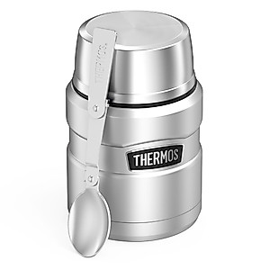 THERMOS Stainless King Vacuum-Insulated Beverage Bottle, 40 Ounce, Matte Steel and Food Jar Bundle