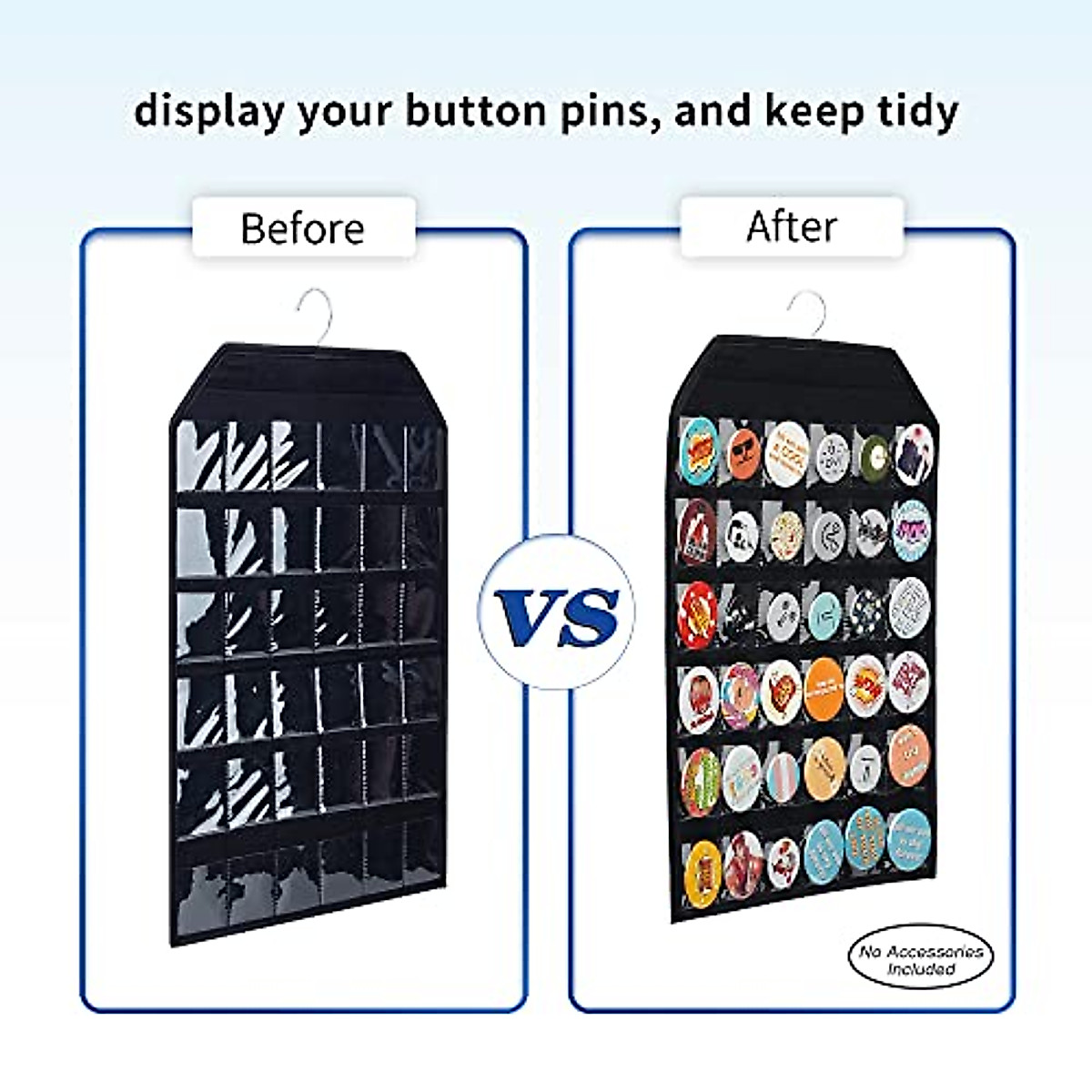 PACMAXI Wall Hanging Pin Organizer Display Storage Stand, Enamel Pin Display Holder,hold Up To 36 Pins (Black)