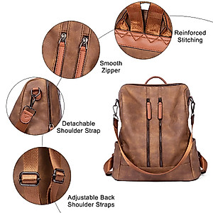 CLUCI Leather Backpack Purse for Women Convertible Large Travel Ladies Designer Fashion Casual Shoulder Bag