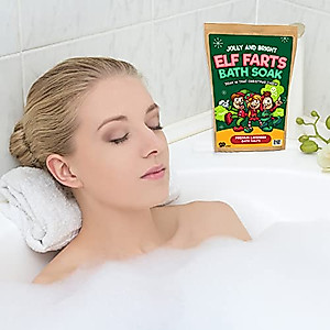 Elf Farts Bath Salts Soak - Unique Holiday Gag Gift for Kids - Funny Christmas Bath Gifts for Teens - Jolly and Bright Unisex Lavender Stocking Stuffers Men