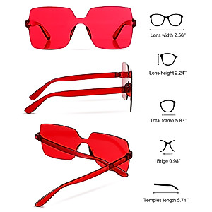 Chumia 51 Pack Fun Sunglasses Bulk Adult Party Favors Sunglasses Colorful Plastic Square Rimless Retro Sunglasses for Women Men Neon Party Candy Color Glasses