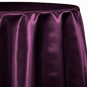 Bridal Satin Premium Polyester Tablecloth - Round Tablecloths for Wedding, Parties, and More Event Tablecloths - Plum - 120" - Pack of 6