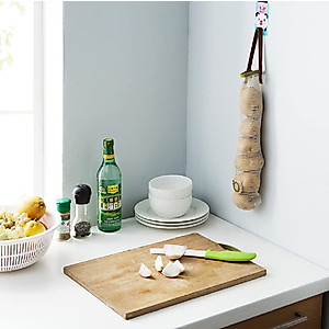 NATEFEMIN 3PCS Onion Garlic Hanging Organizer Holder Storage Kitchen Wall Bags Net 11.5 * 45CM Accessory