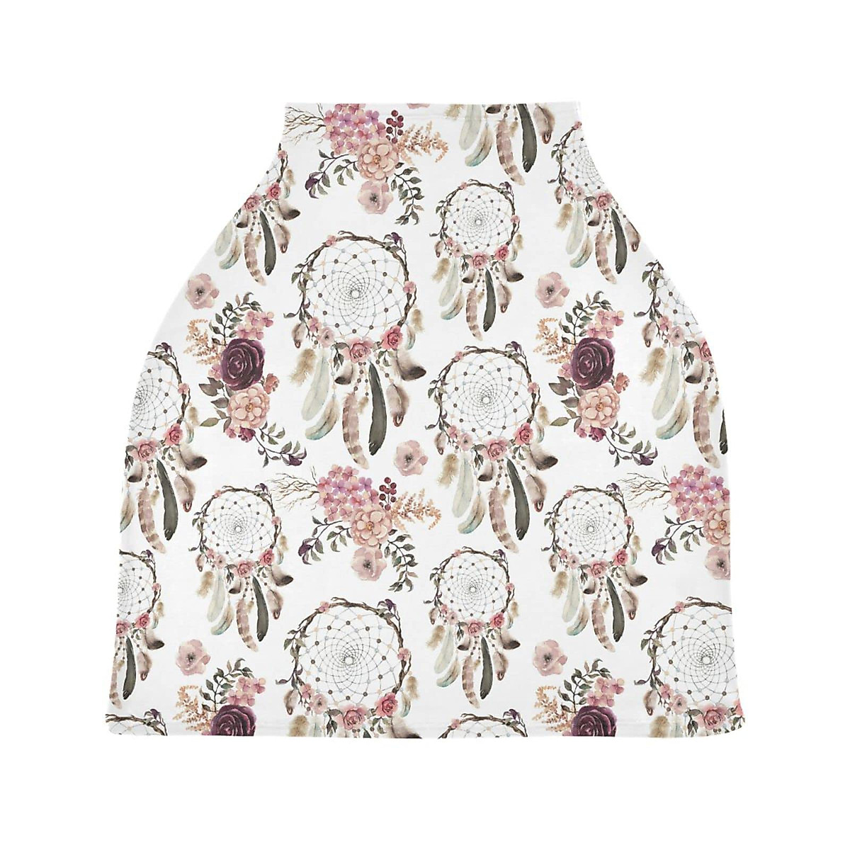 Watercolor Ethnic Boho Floral Baby Car Seat Covers Dream Catchers FlowersCar seat Canopy Soft Infant Stroller Cover Nursing Breastfeeding Covers for Girls Boys Newborn Fit Summer Spring Autumn