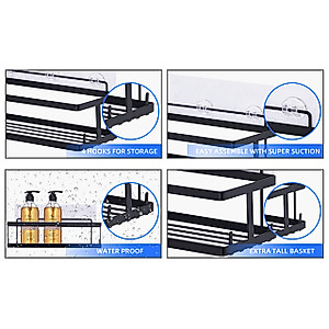 Comelyjewel 6 Pack Bathroom Adhesive Shower Shelves for Tile Wall Toiletry Kitchen Organizer and Large Capacity Bathtub Essentials Wall Rack Suction Shower Caddy for Inside Shower Storage