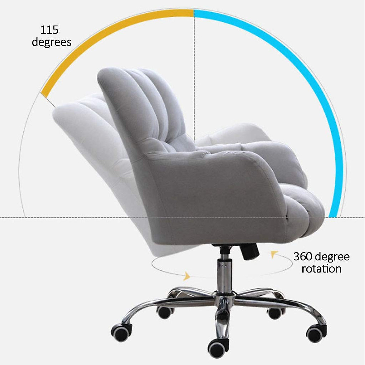 Home Office Chair Mid-Back with Ergonomic Back, Task Chair with Thick Cushion 360° Swivel Computer Chair for Bedroom Dining Living Room,Pink