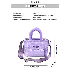 The Tote Bag for Women, Plush Work Travel Handbag with Shoulder Strap Top-Handle Shoulder Crossbody Bags for Daily, Office (purple)