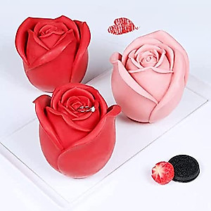 Gridspace Large 3D Rose Silicone Chocolate/ Candle/ Soap Mold for Making Rose Mousse Cake - Diameter-3.3"-Medium