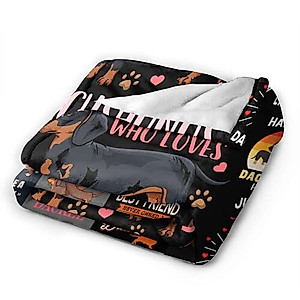 Dachshund Throw Blanket Dachshund Dog Pattern Blanket Super Soft Cozy Blanket Gifts for Women Men Dachshund Dog Lovers Warm Plush Fleece Blanket Home Decor for Couch Bed Chair Living Room 50"X40"