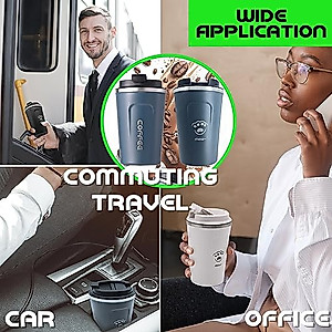 IWANGDS Leak Proof Travel Coffee Mug, Reusable Coffee Cup with Lid, Insulated Coffee Mug with Brush, Stainless Steel Vacuum Tumbler, Keep Hot & Cold, 13oz Mini Thermos with Cat Paw Pattern(Blue*1)