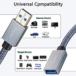 Faodzc USB 3.0 Extension Cable 2 ft,Short USB Extension Cable Type A Male to A Female 5Gbps Data Transfer Compatible with Keyboard,USB Flash Drive,Playstation,Mouse,Hard Drive and More