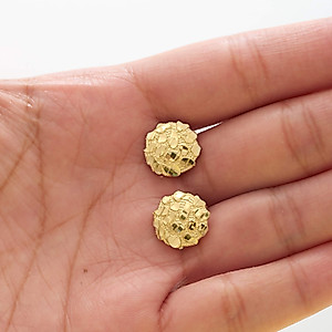 LoveBling 10K Yellow Gold Diamond Cut Round Nugget Earrings (0.50" Diameter)