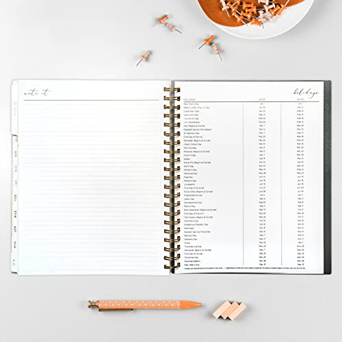 Blue Sky Life Note It 2023-2024 Academic Year Weekly and Monthly Planner Notes, 8.5" x 11", Frosted Cover, Wirebound, Hannah Frosted (142588-A24)