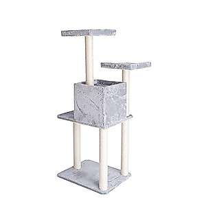 Gleepet GP78571022 Cat Tree, Real Wood Play House, Silver Gray,14 D x 27 6 W x 57 H