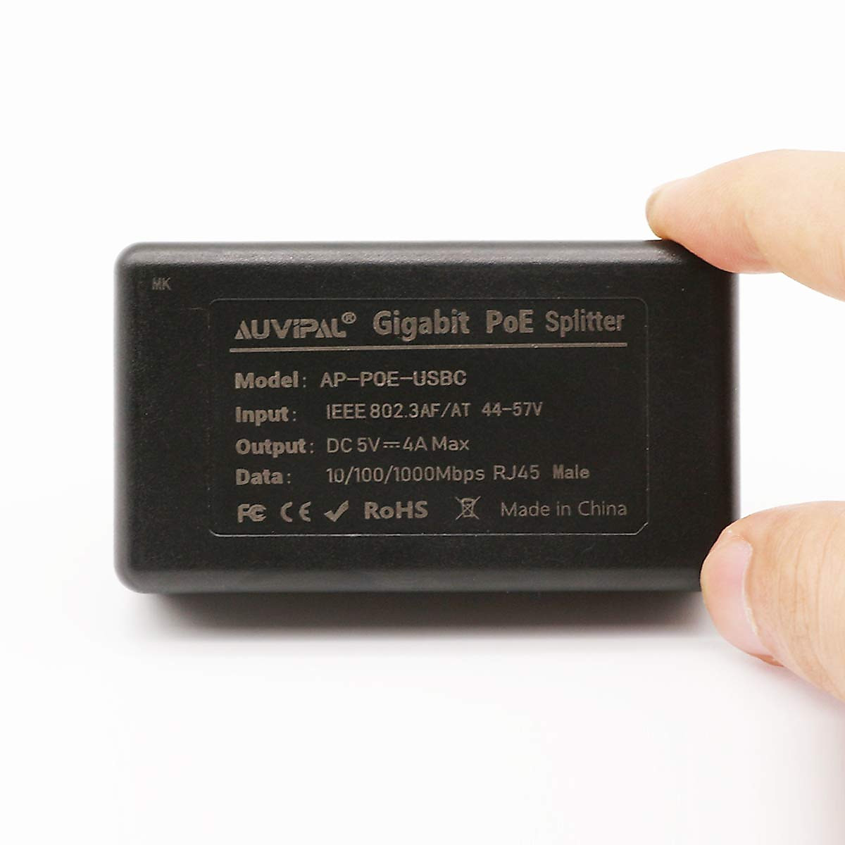 AuviPal USB-C Gigabit PoE Splitter, PoE to USB Type-C 5V/4A Max Power + 10/100/1000Mbps Ethernet Data Adapter for Raspberry Pi 4 and More, 802.3af/at Compliant | (AP-POE-USBC)