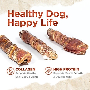 Natural Farm Power Beef Sticks Dog Chews (6”, 5-Pack), 2-in-1 Power Chews: Premium Beef Cheek Wrapped in Beef Esophagus for Double Chewing Time, Promotes Dental Health, Great for Medium Dogs