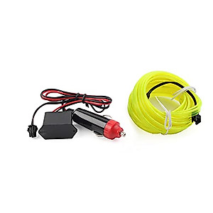 GZYF Interior Car LED Strip Lights, Multicolor Ambient Lighting Kits, 2M Neon Wire with 6mm Sewing Edge for Automotive Trucks SUVs ATVs RVs Trailers, Fluorescent Green