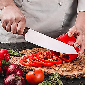 Professional 8-Piece German High Carbon Stainless Steel Kitchen Knife Set, Premium Forged Full Tang Chef Knives Set with Wood Block